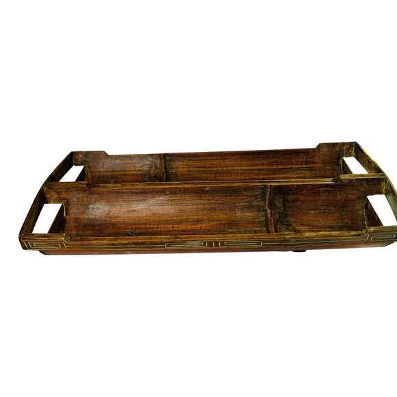 Unbranded | Accents | Vintage Carved Wooden Tray Double Sided Utensil ...